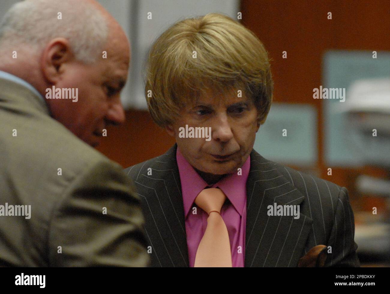 Music producer Phil Spector, right, is shown in court with defense ...