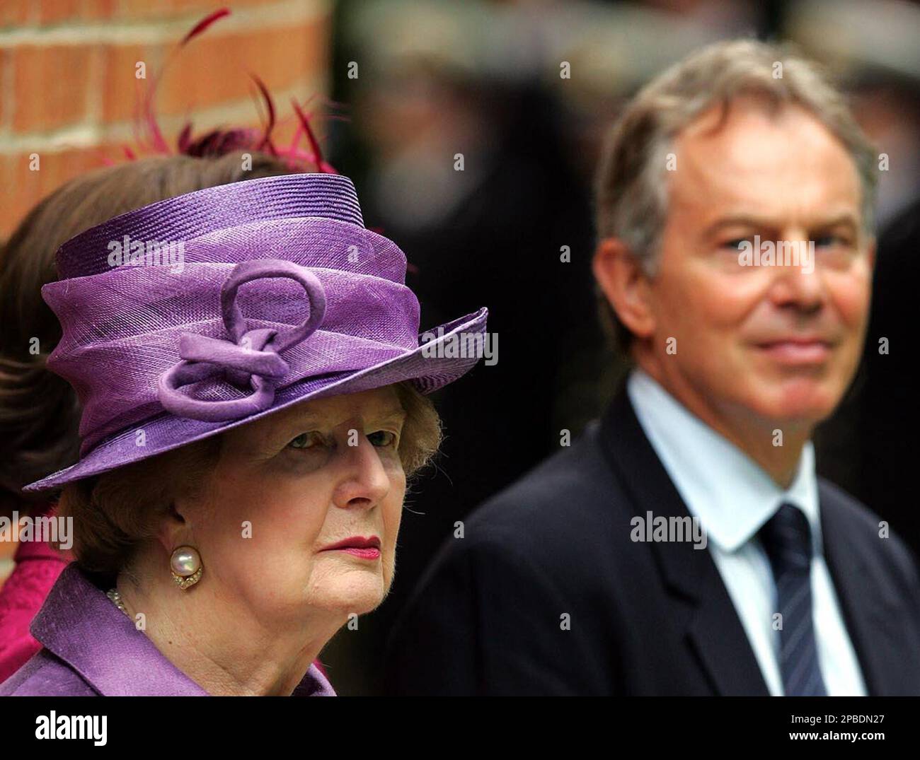 Former British Prime Minister Baroness Thatcher and Prime Minister Tony ...