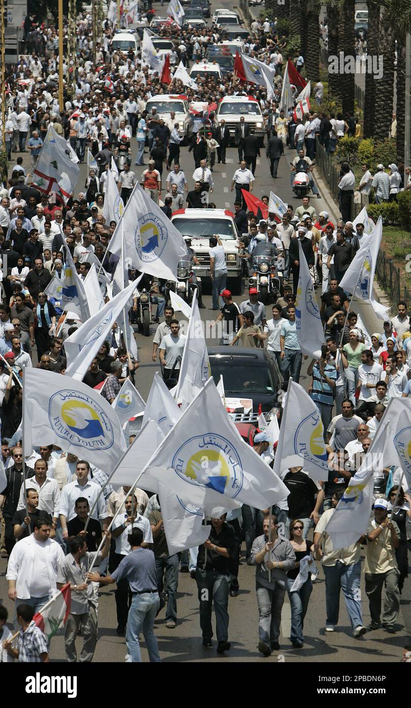 Supporters of Saad Hariri the leader of the anti-Syrian majority and ...