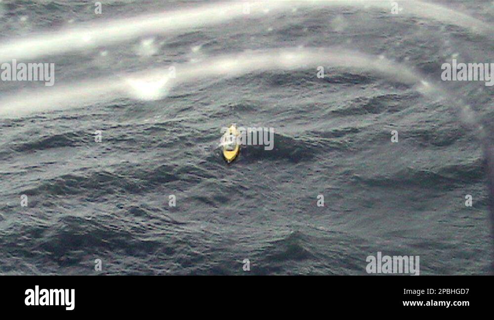 This frame grab from a video made by the U.S. Coast Guard show a water ...