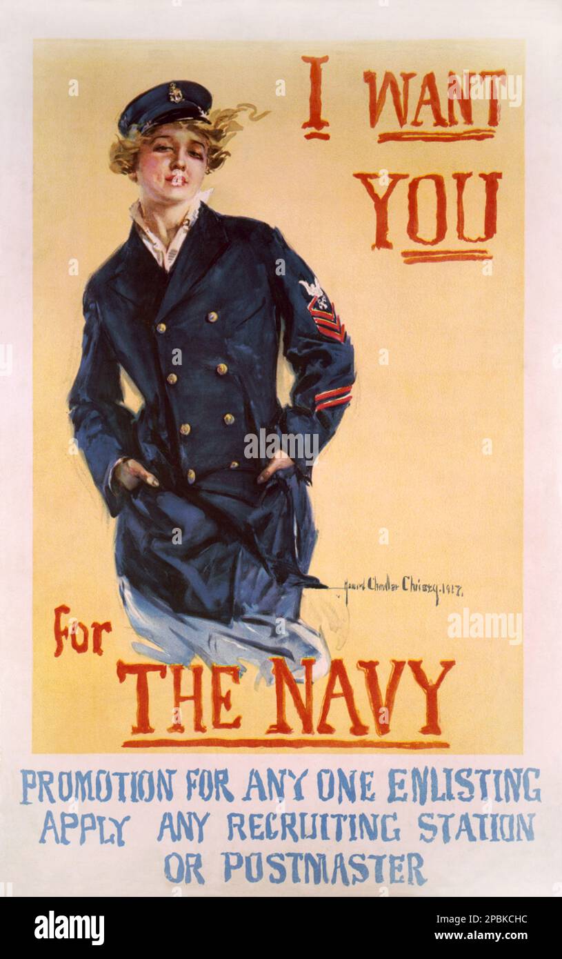 1917 , USA : l'affiche de propagande américaine « Je VEUX VOUS POUR LA ...