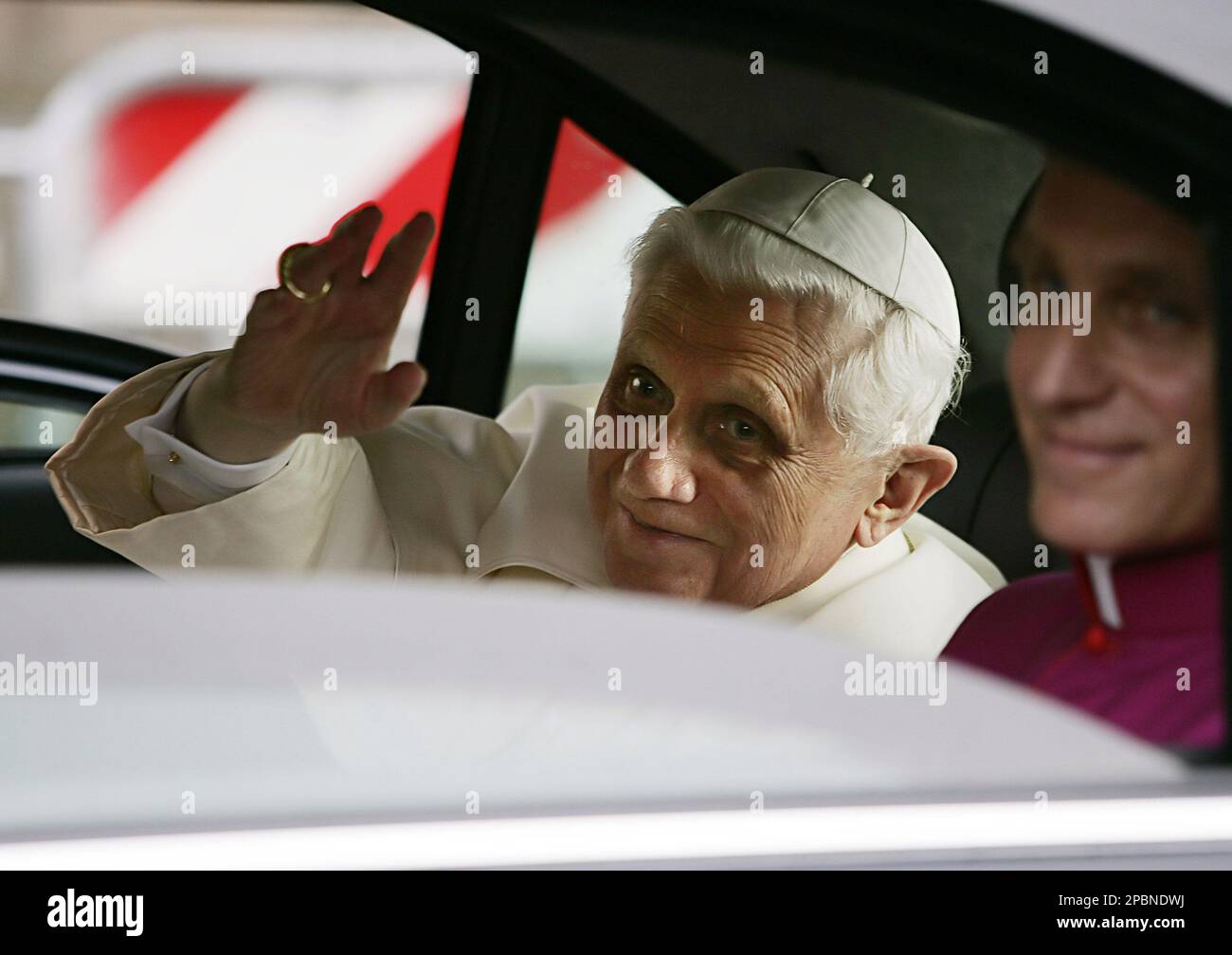 Pope Benedict XVI, flanked by private secretary Monsignor Georg ...