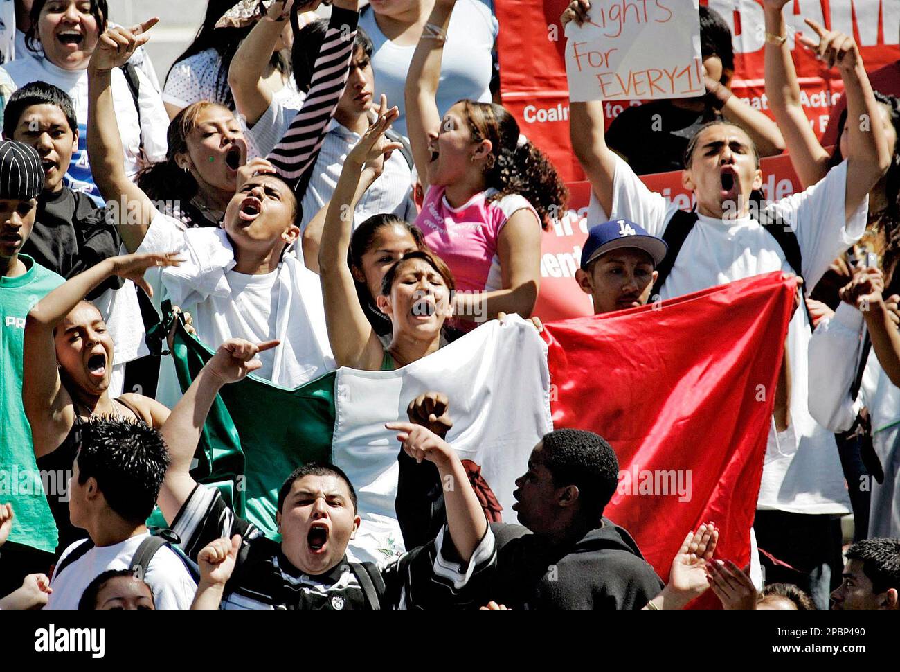 Students protest outside Los Angeles City Hall after walking out of ...