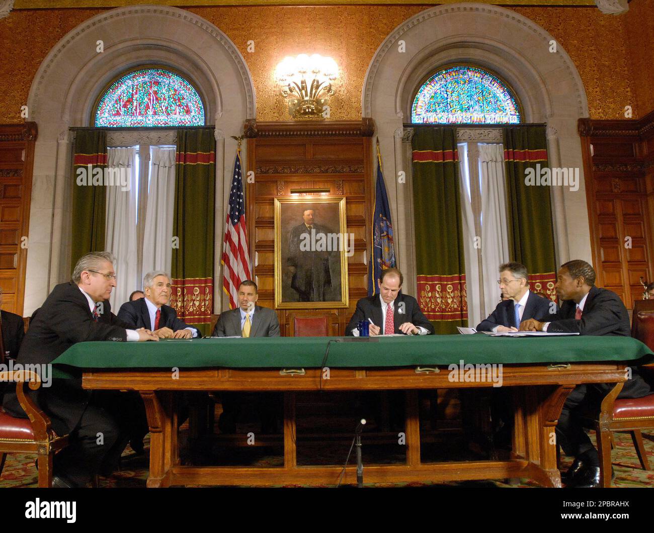 New York Gov. Eliot Spitzer, center right, and Lt. Gov. David Paterson ...