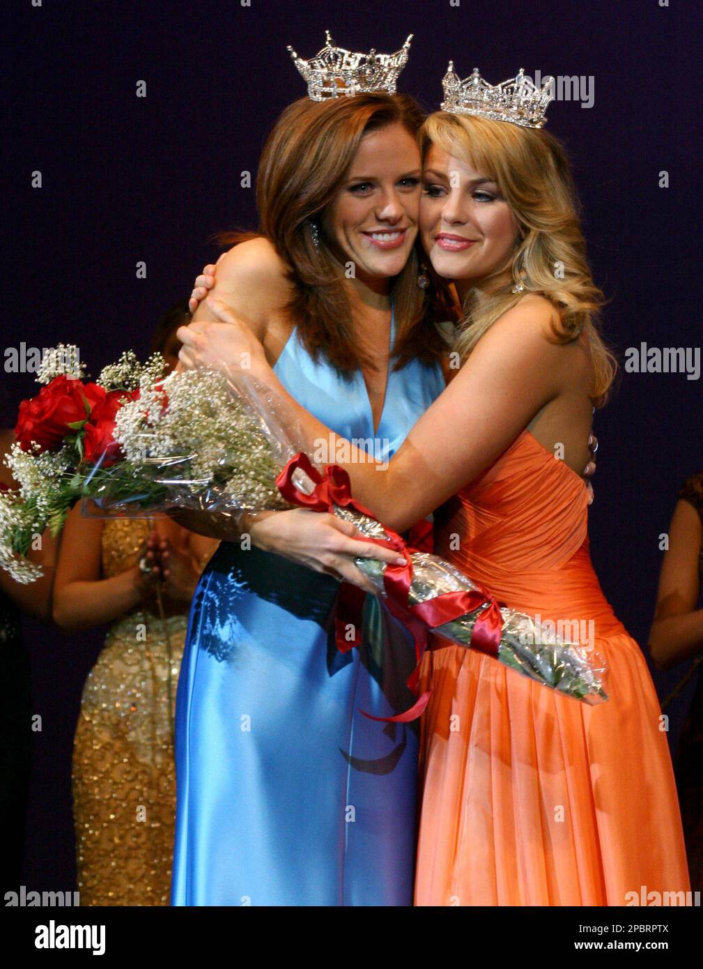The new Miss Oklahoma Lindsey Miller, 23, is hugged by Miss America and ...