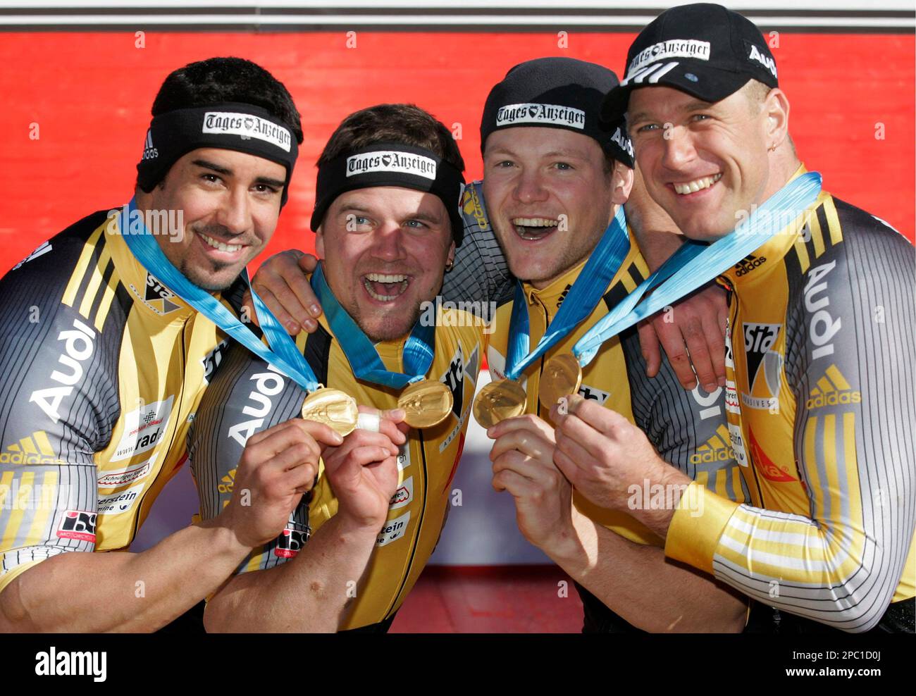 Gold medal winners Ivo Rueegg, Thomas Lamparter, Beat Hefti and Cedric ...
