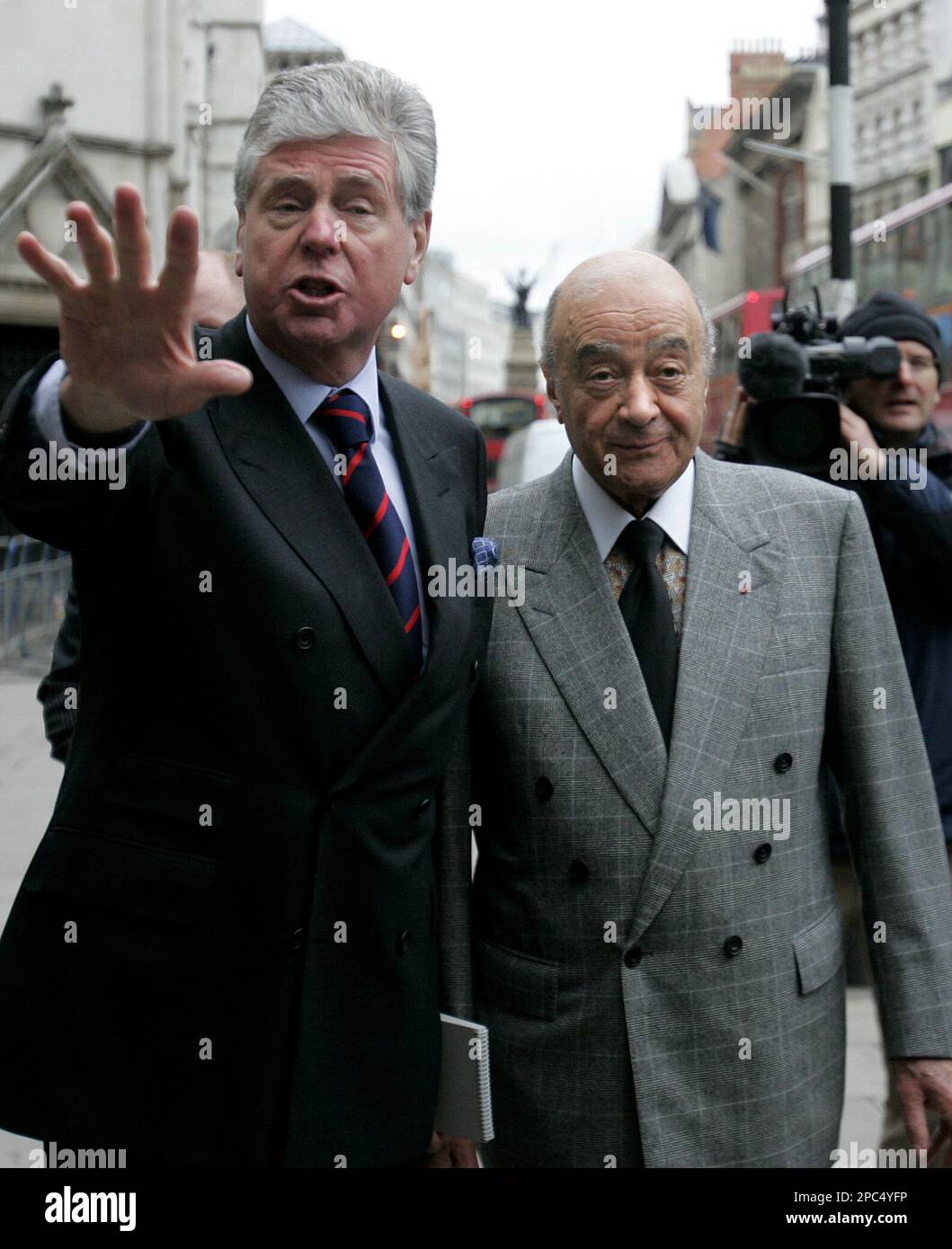 Harrods department store owner Mohamed al Fayed, father of Dodi, right ...
