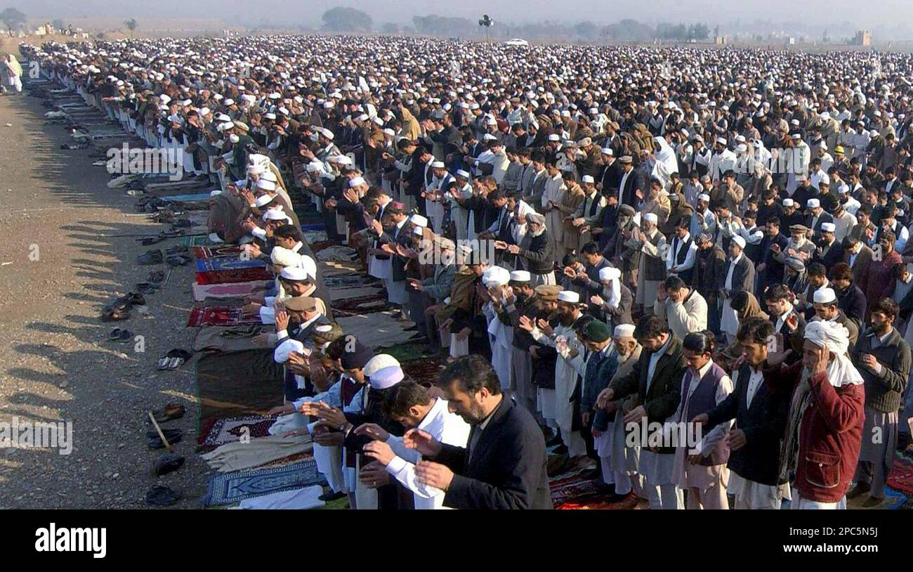 Afghan refugees living in Peshawar attend Eid al-Adha prayers at Kacha ...