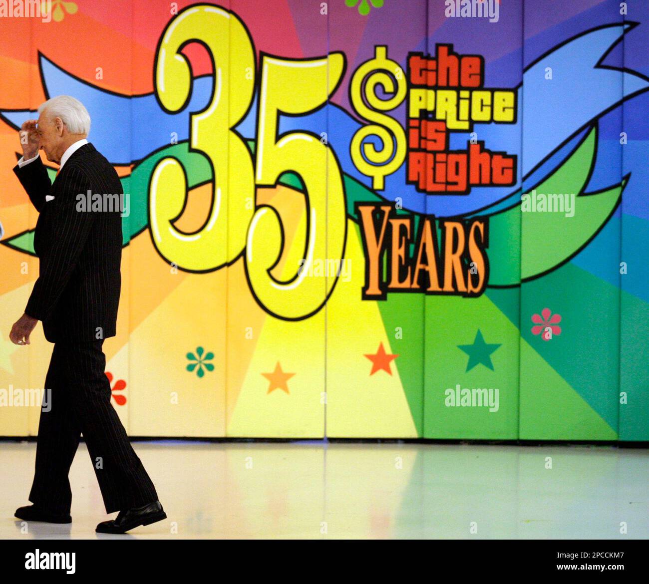 Television game show host Bob Barker walks off stage after the live ...