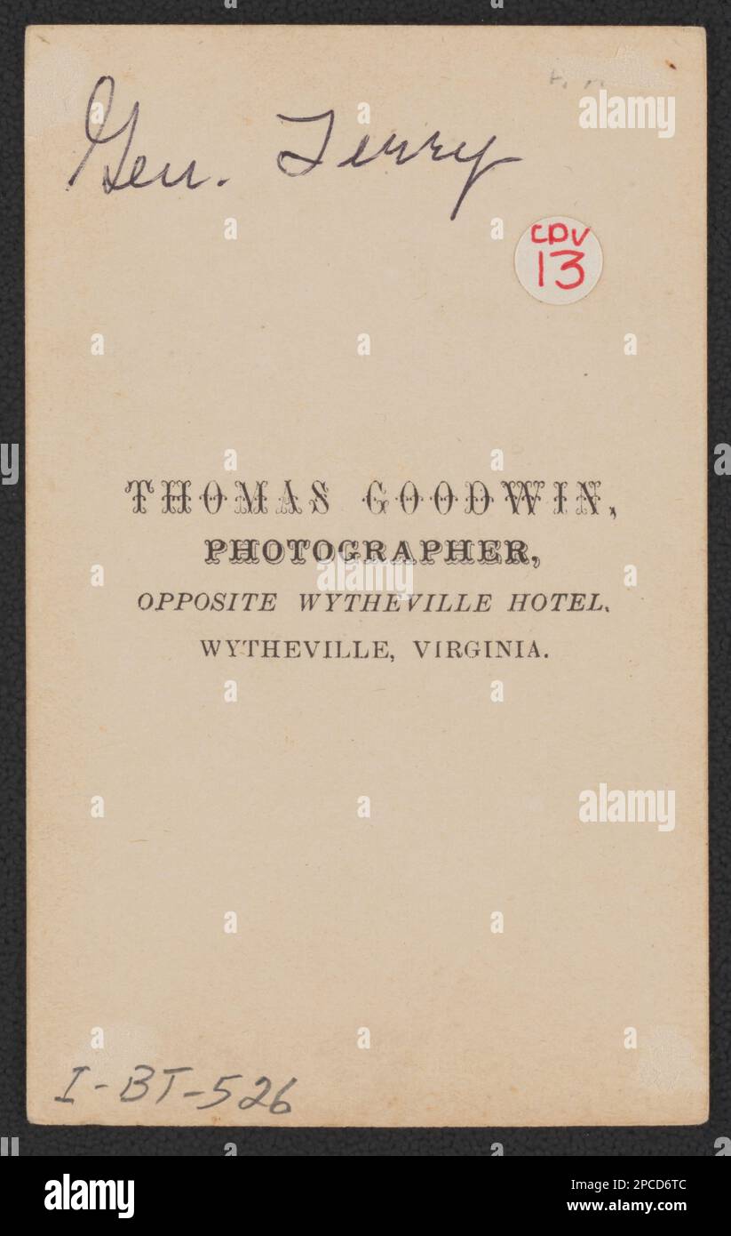 Brigadier général William Terry of Co A, 4th Virginia Infantry Regiment ...