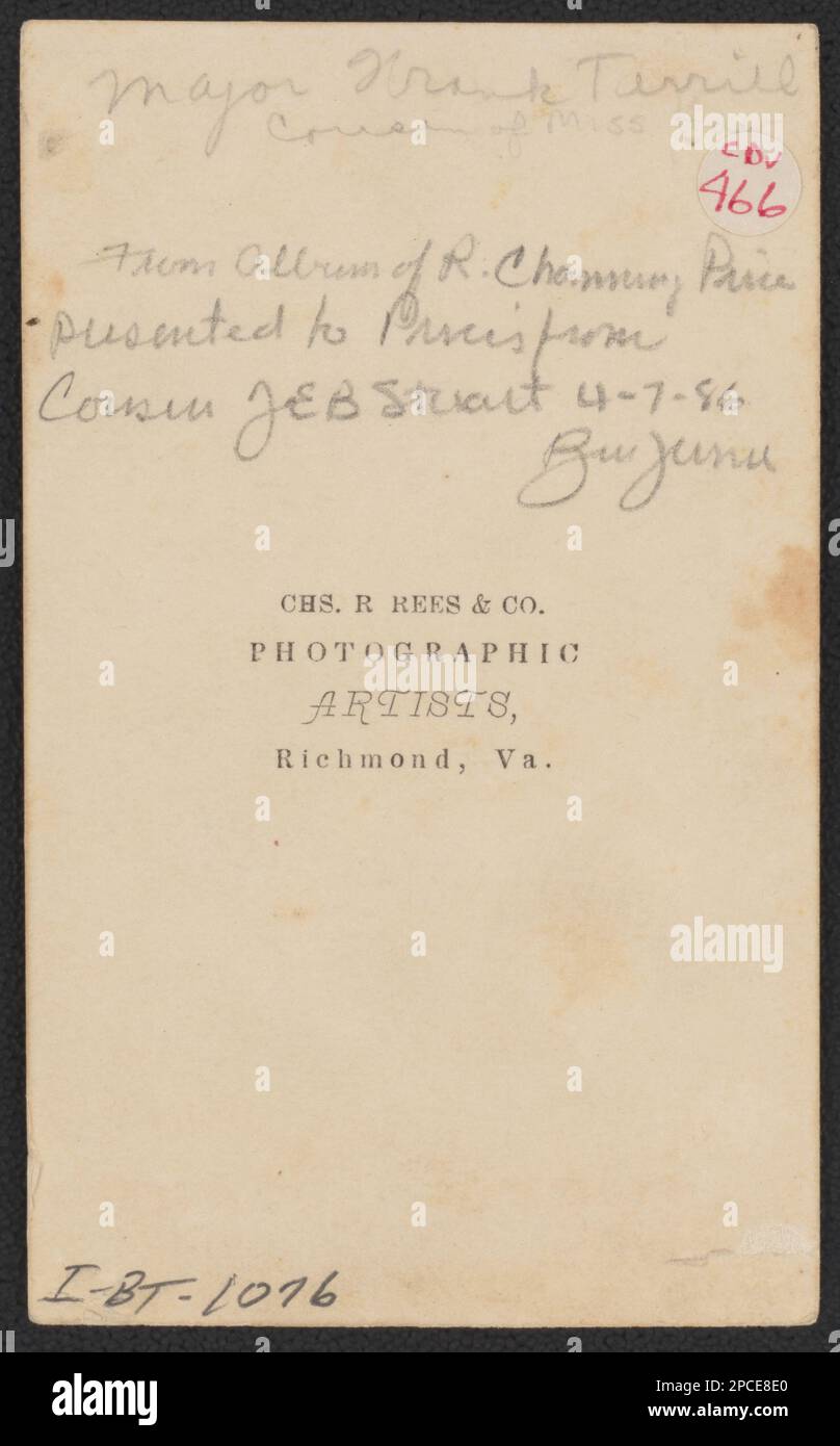 Major Lewis Franklin Terrell of Co C, batterie d'artillerie légère de ...