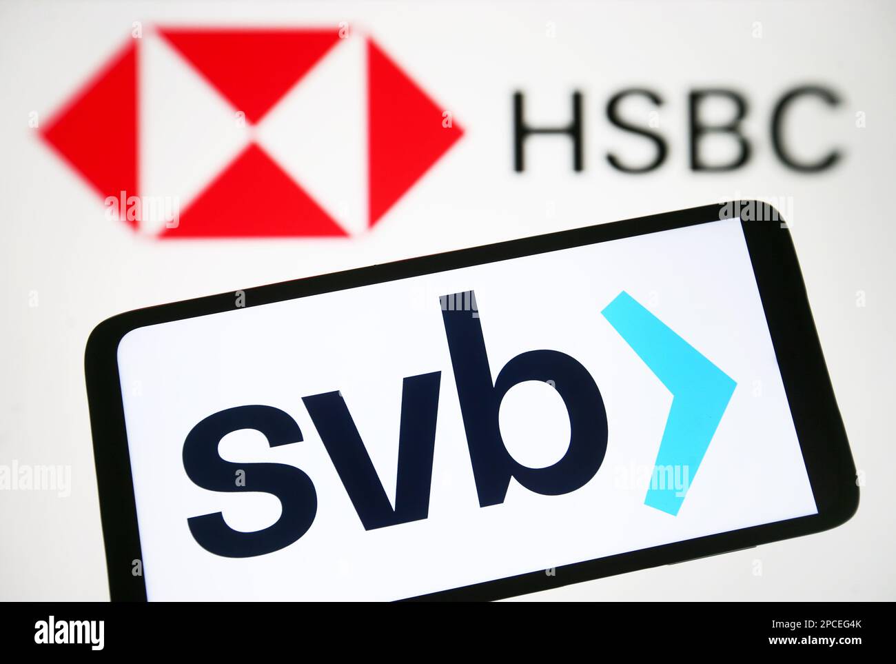 Dans cette illustration, le logo de la Silicon Valley Bank (SVB) est ...