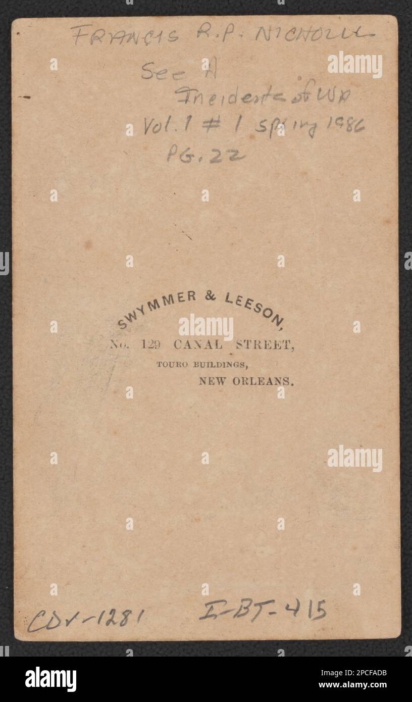 Brigadier général Francis Redding Tillou Nicholls of Co K, 8th ...