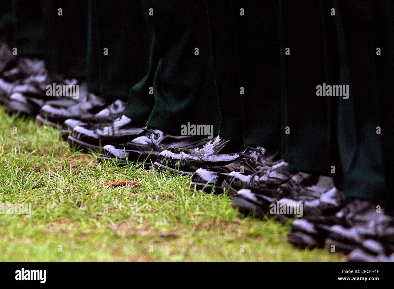 Royal Irish Regiment soldiers stand in line waiting to be inspected by ...