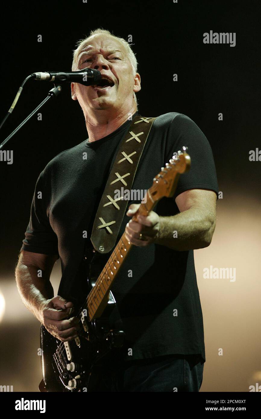 British rock musician and Pink Floyd frontman David Gilmour performs at ...