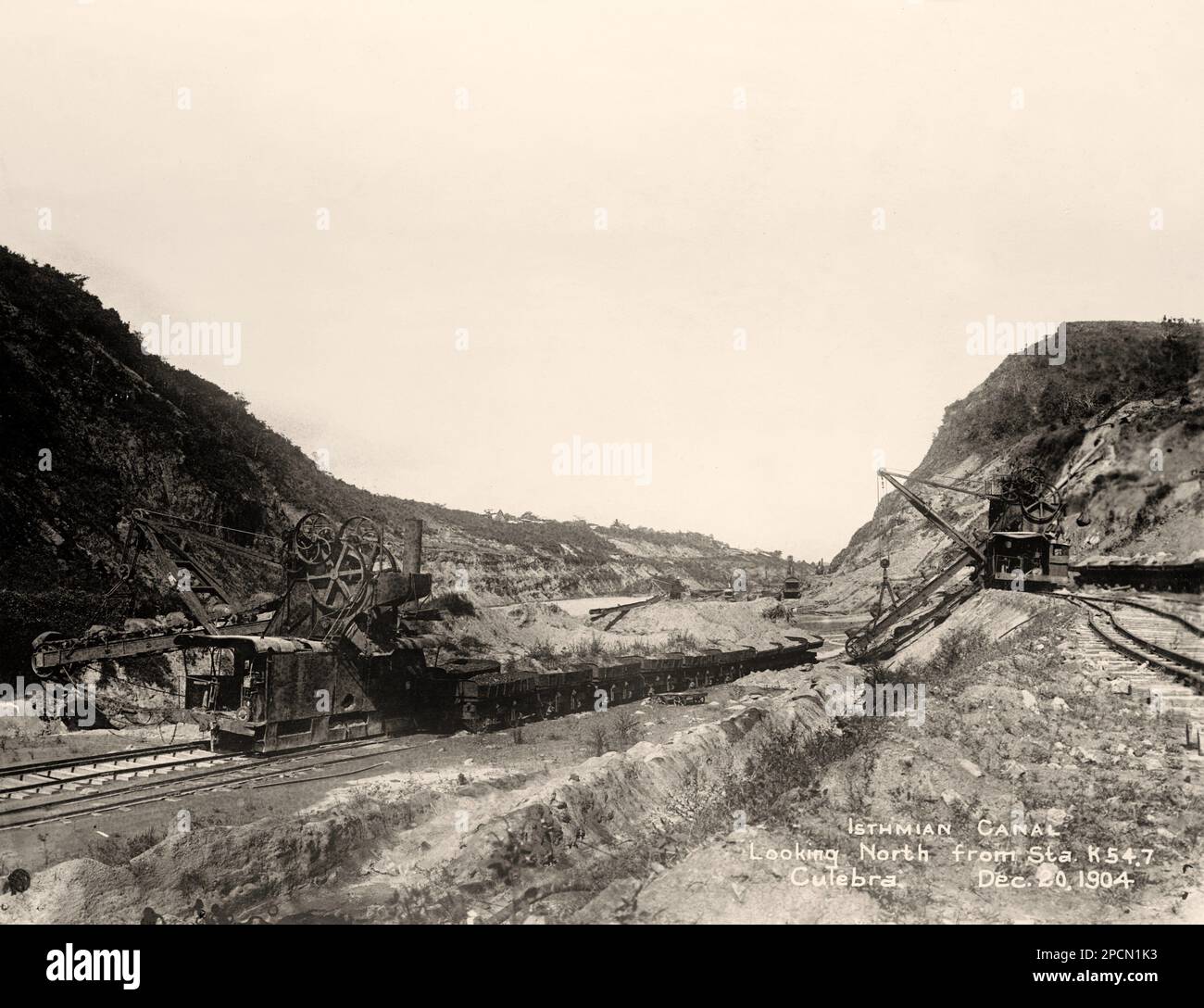 PANAMA : Construction du canal de Panama, 1904 , 20 décembre , vue vers ...