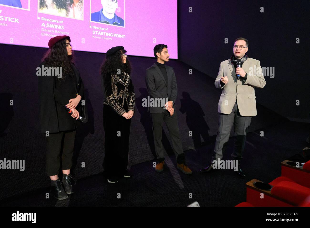 Raneem et Dana Elmorendes, Khaled Zidan et Kamel Tamimi assistent à l ...