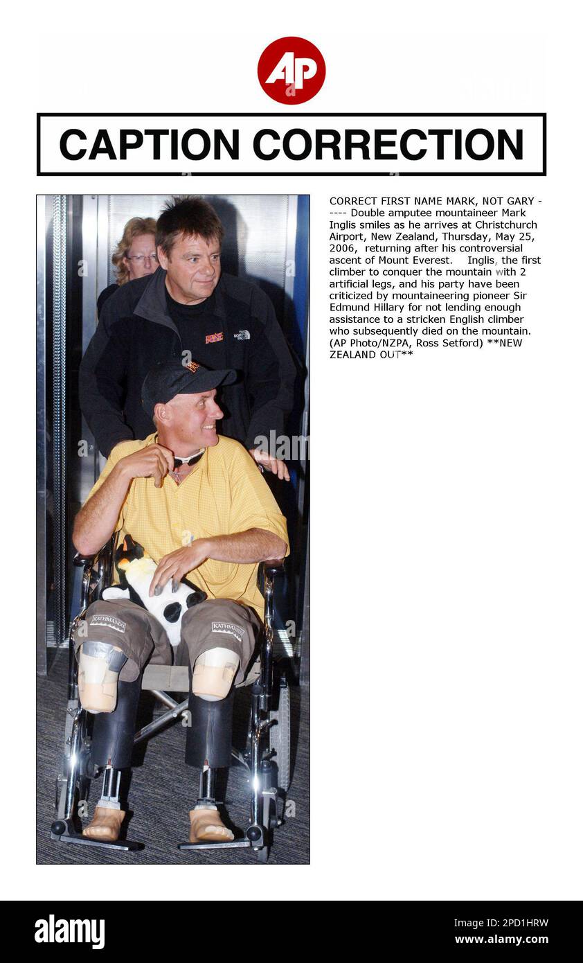 CORRECT FIRST NAME MARK, NOT GARY ----- Double amputee mountaineer Mark ...