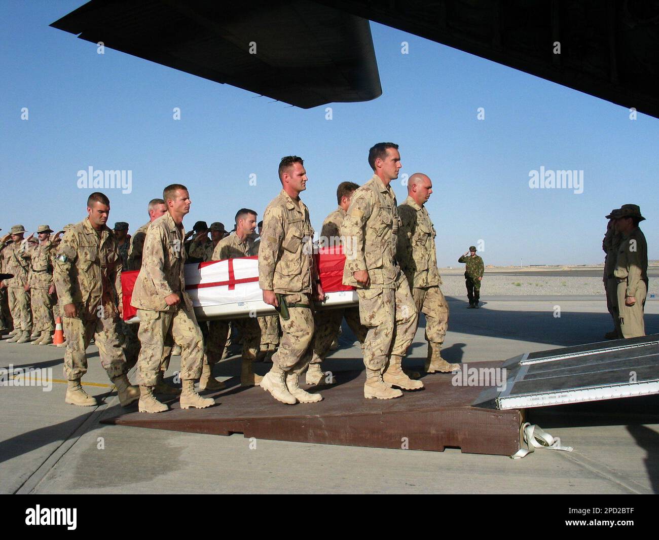 Eight pallbears carries the coffin of Canadian Forces Capt. Nichola ...