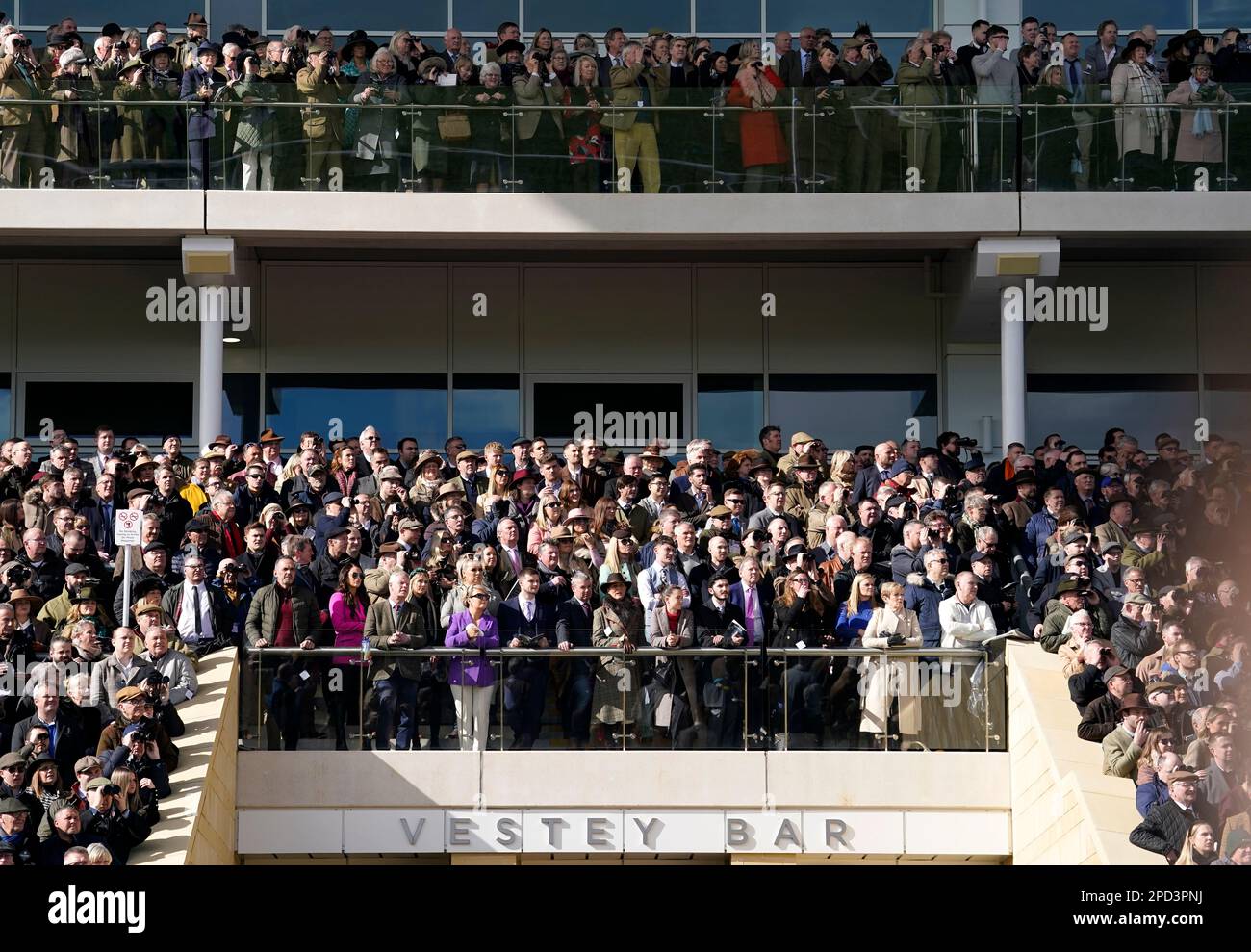 Les spectateurs regardent l'obstacle des novices du Sky Bet Supreme le ...