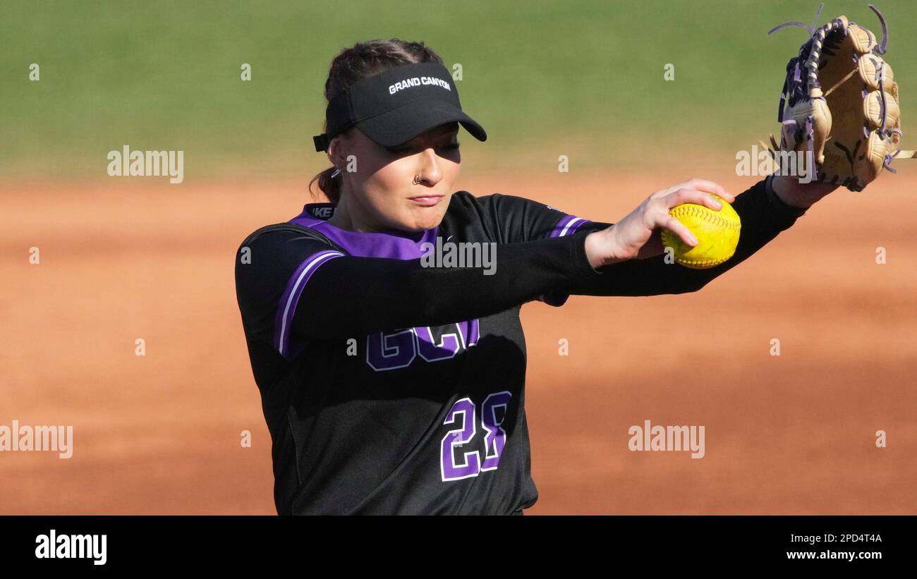 Grand Canyon pitcher Hailey Hudson (28) during an NCAA softball game ...