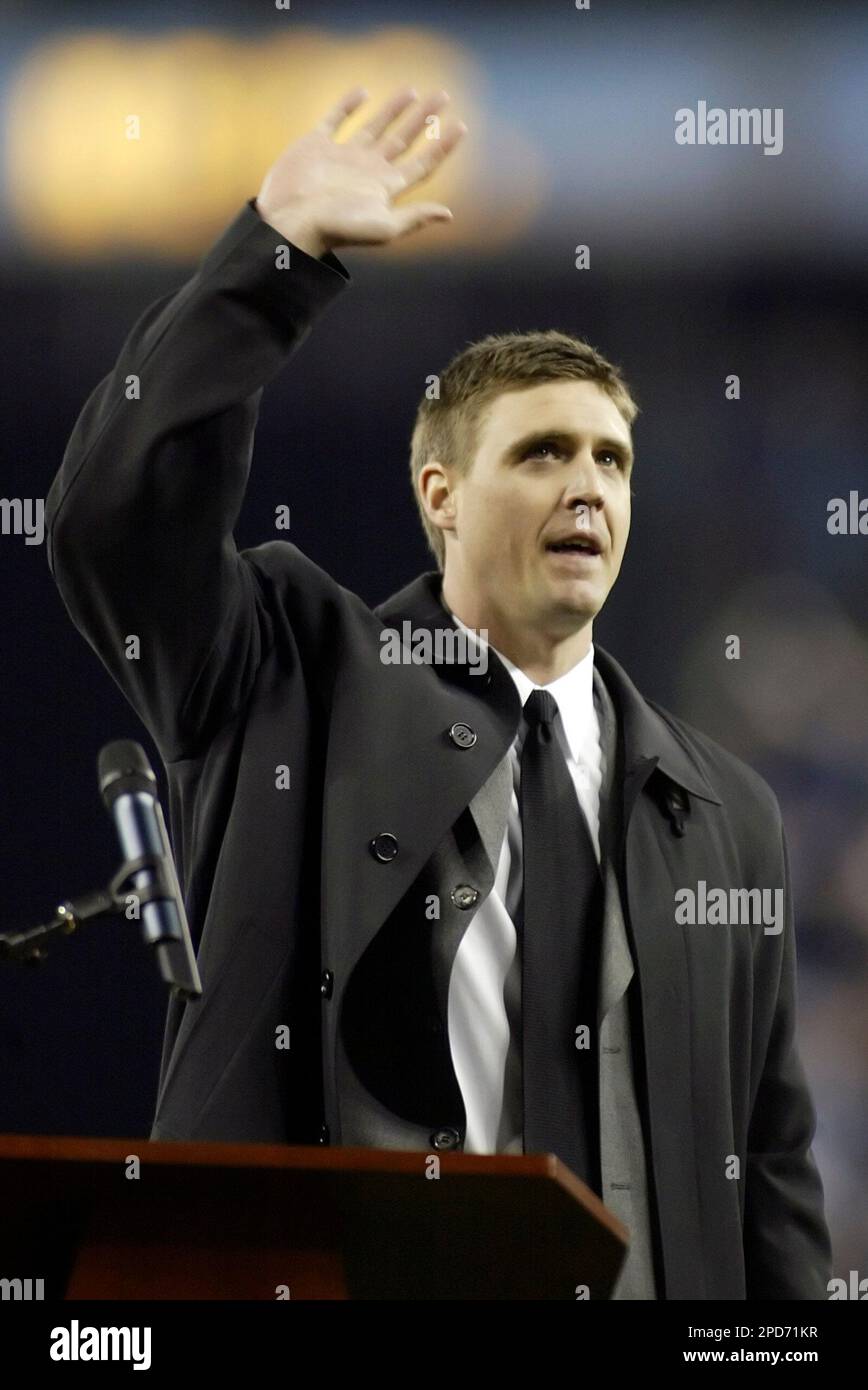 Former Seattle Mariners' catcher Dan Wilson waves to fans during a ...