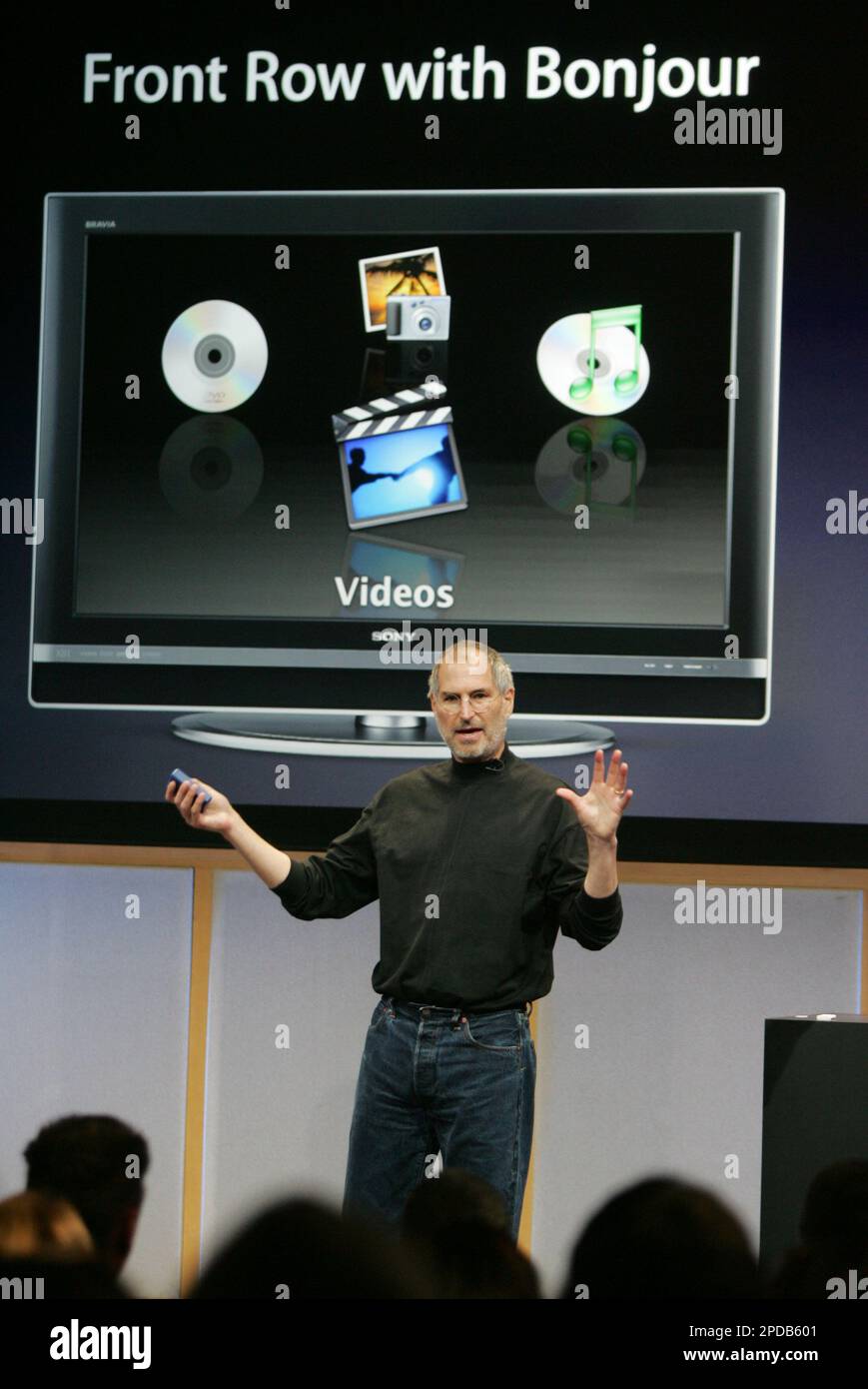 Apple Computer Inc. CEO Steve Jobs announces the new Front Row with ...