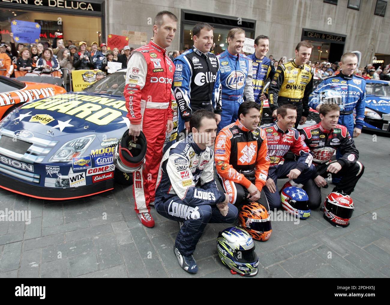 NASCAR's top 10 drivers pose for a photo during their appearance on the ...