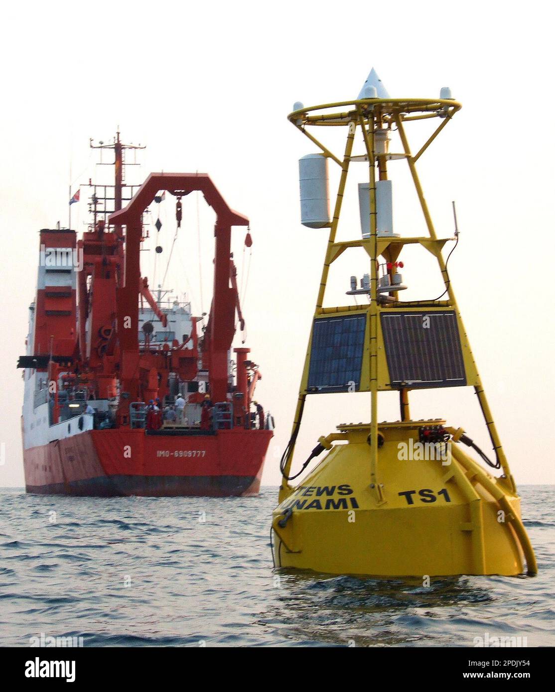 A buoy which is a part of a tsunami warning system developed by GITEWS (German-Indonesian ...