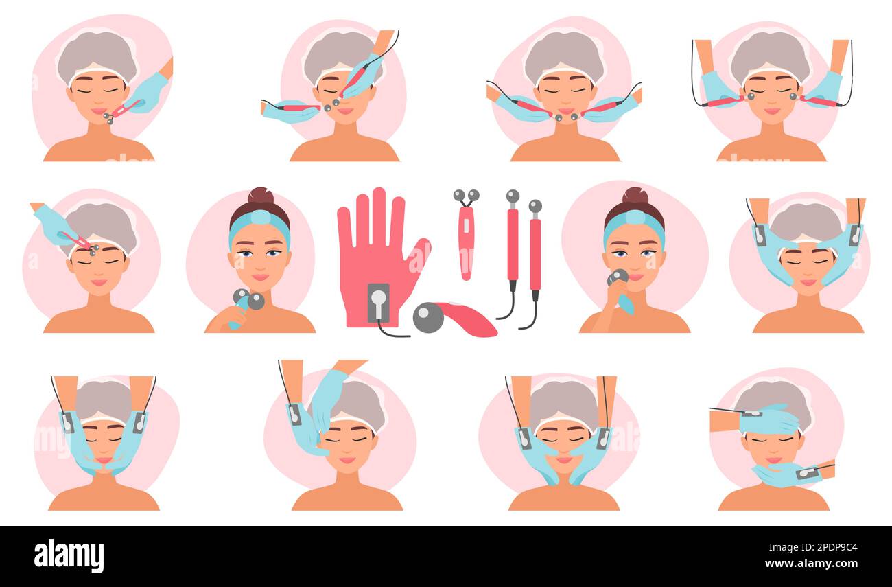 Illustration vectorielle de la série de traitements du visage à ...