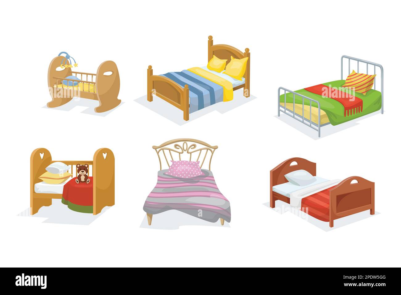 Lits en bois avec têtes de lit différentes cartoon vector Image ...