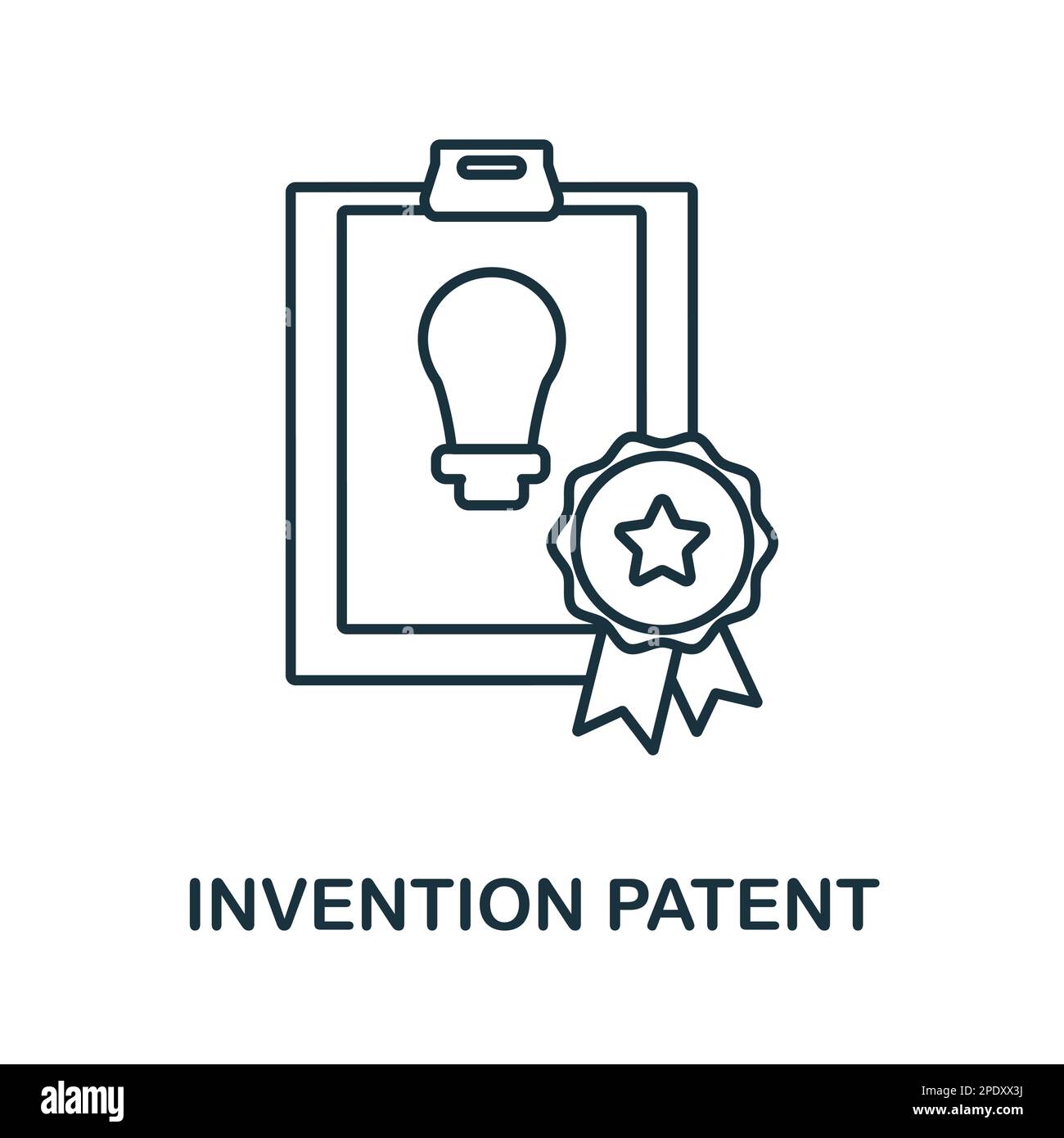 Icône de contour du brevet d'invention. Monochrome simple invention ...