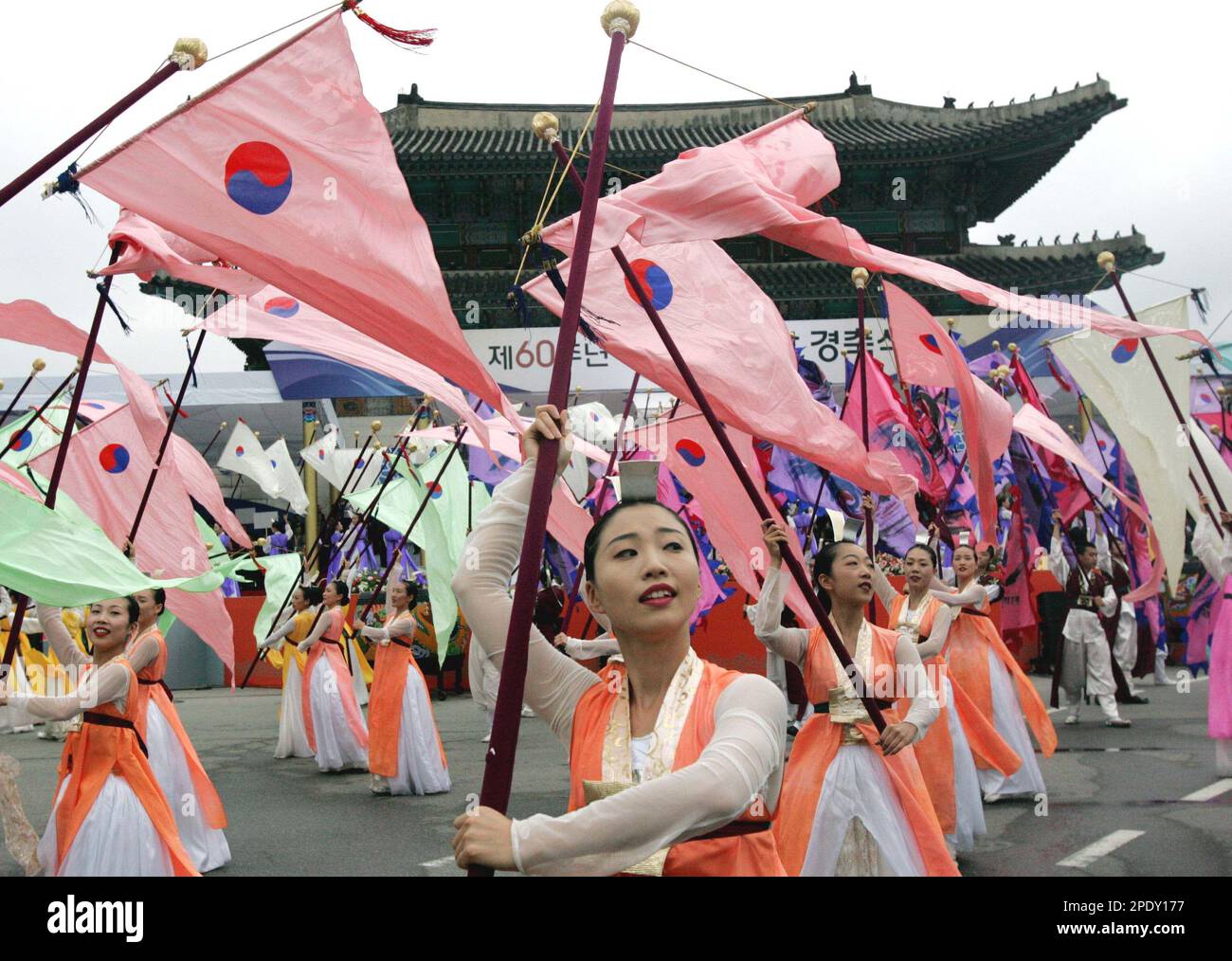 South Korean dancers perform during a ceremony marking 60 years since ...
