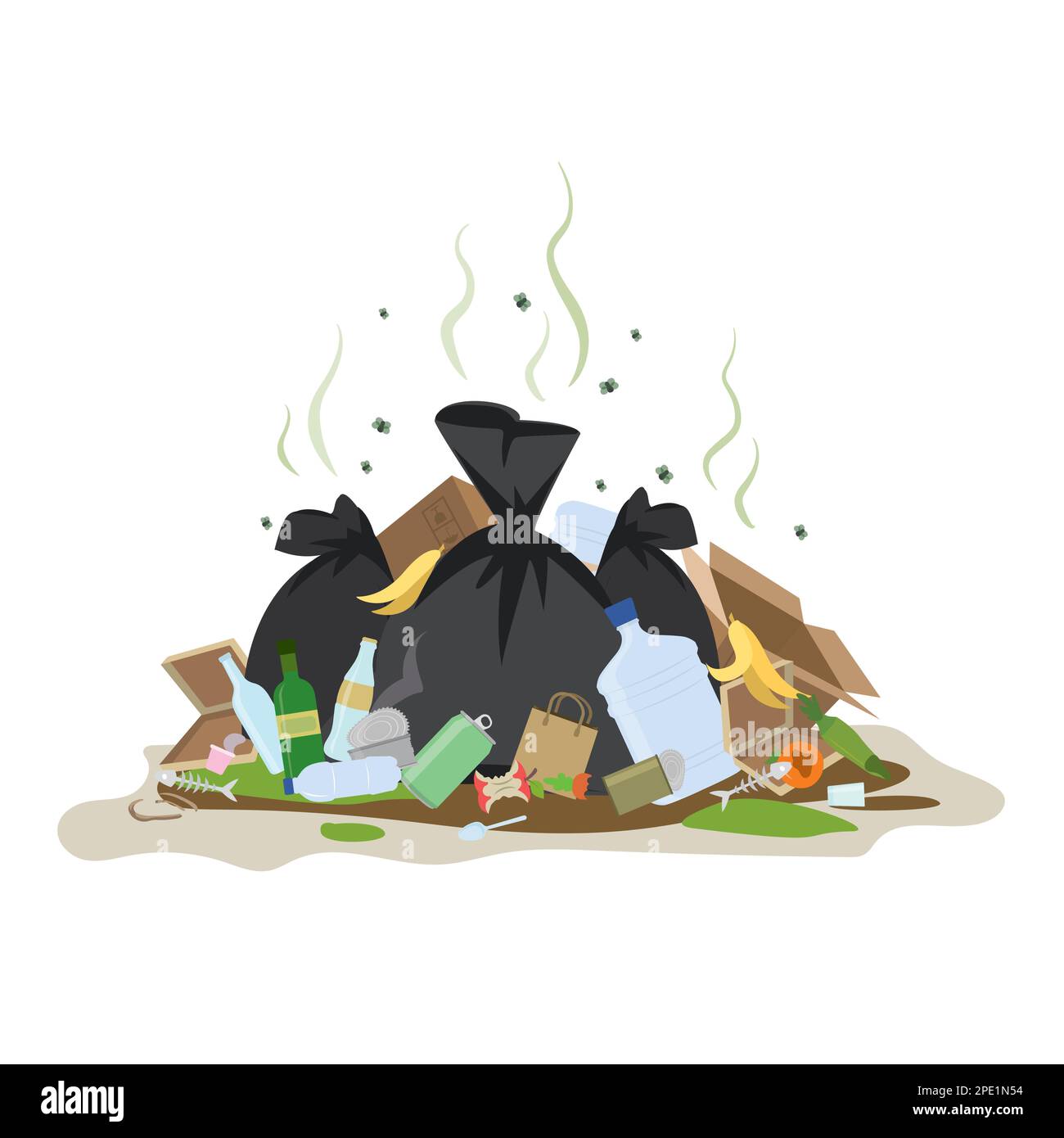 Grande pile de déchets odorants. Mauvaise odeur de déchets. Recyclage ...