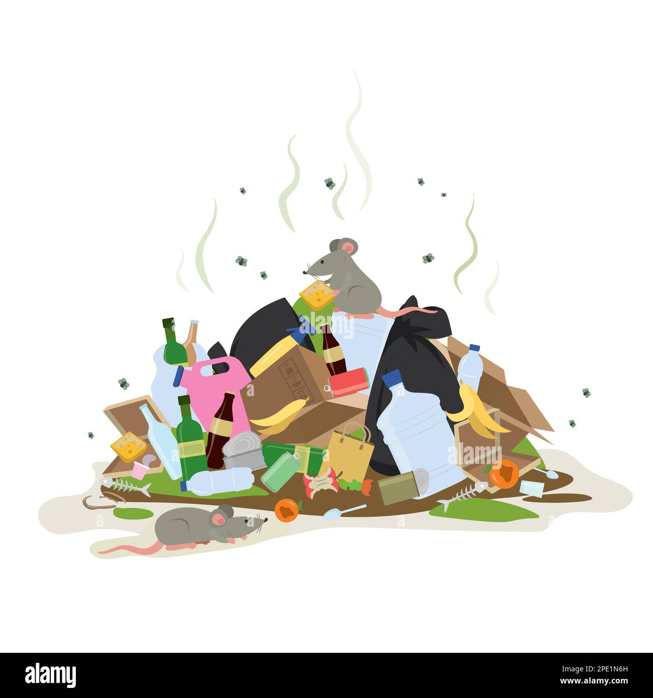 Grande pile de déchets odorants. Mauvaise odeur de déchets. Recyclage ...