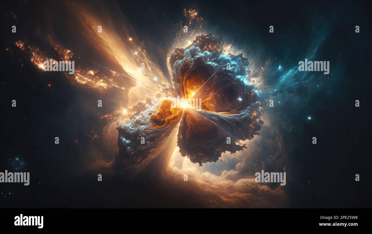 Explosion de l'étoile dans l'espace. Supernova, nébuleuse, galaxie ...