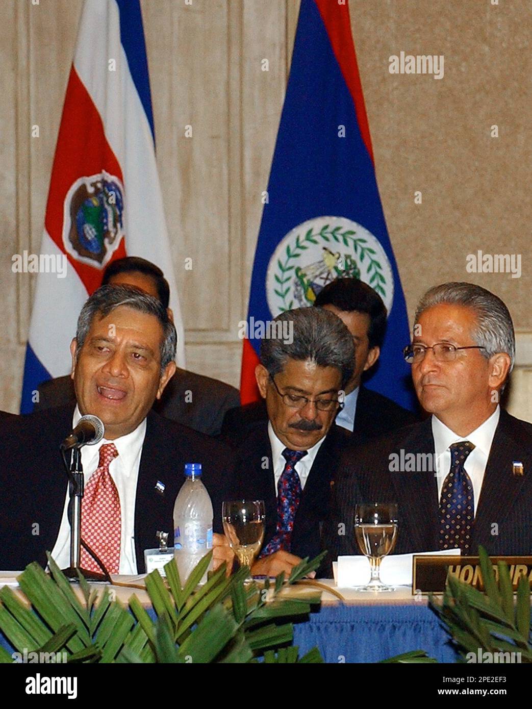 Leonidas Rosas, left, general attorney of Honduras, speaks as Honduran ...