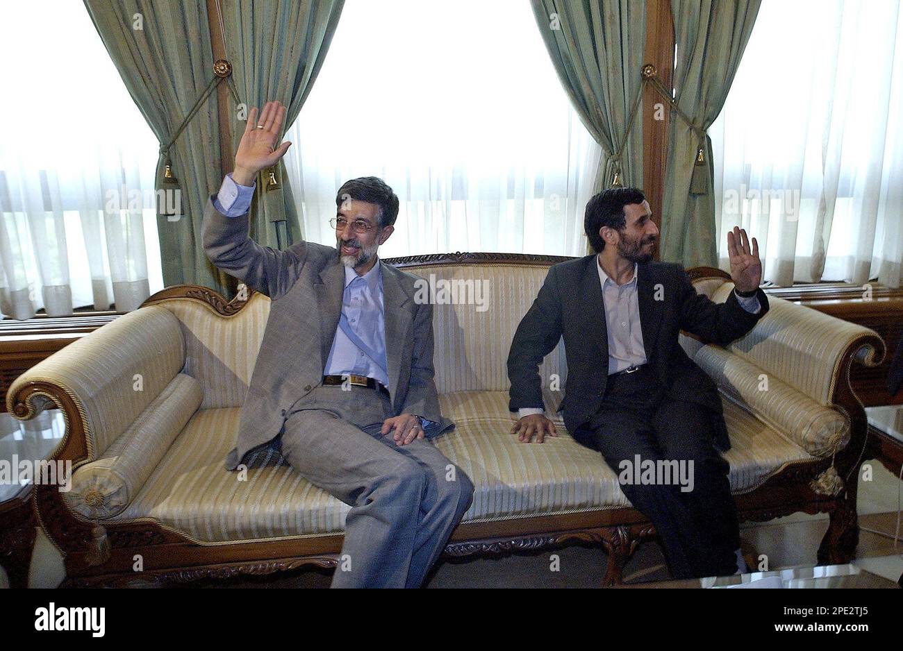 Iran's newly elected President Mahmoud Ahmadinejad, right, and speaker ...