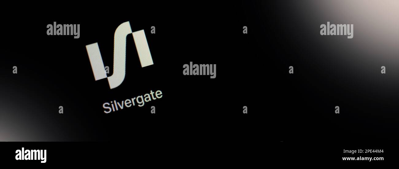 Bangkok Thaïlande. 15 mars 2023. Logo Silvergate Bank. Logo des marques ...