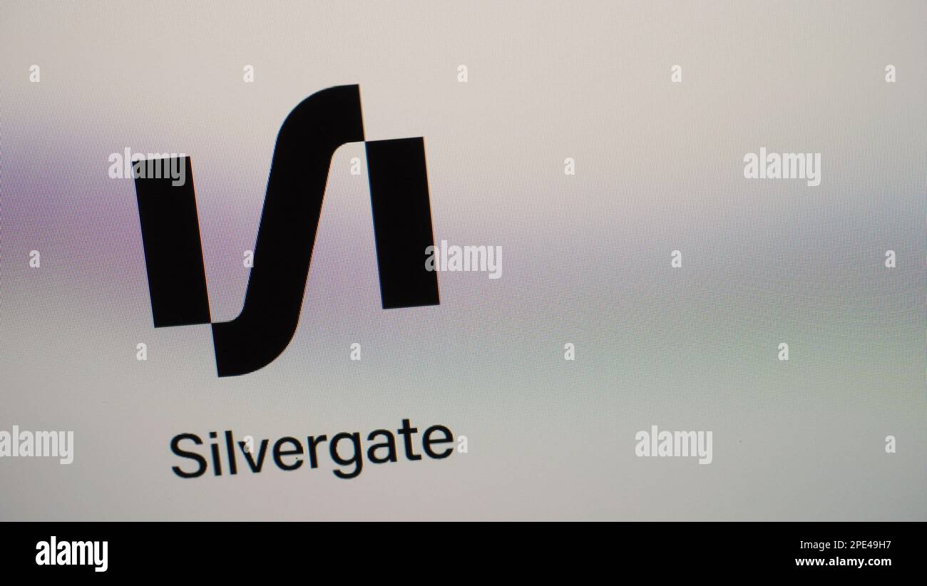 Bangkok Thaïlande. 15 mars 2023. Logo Silvergate Bank. Logo des marques de Silvergate Bank sur ...