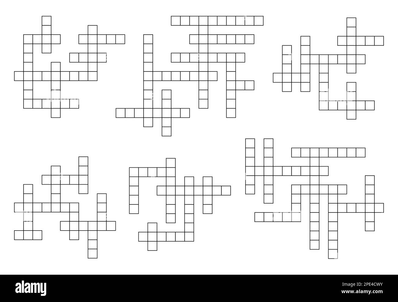 Grille de jeu de mots croisés, boîtes vierges pour la énigme de mot ou ...