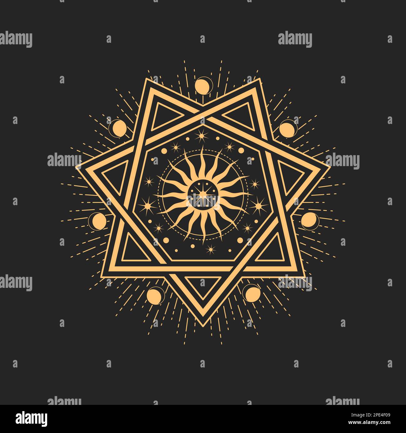 Symbole d'heptagramme ésotérique et occulte ou de maçon tarot. Étoile ...
