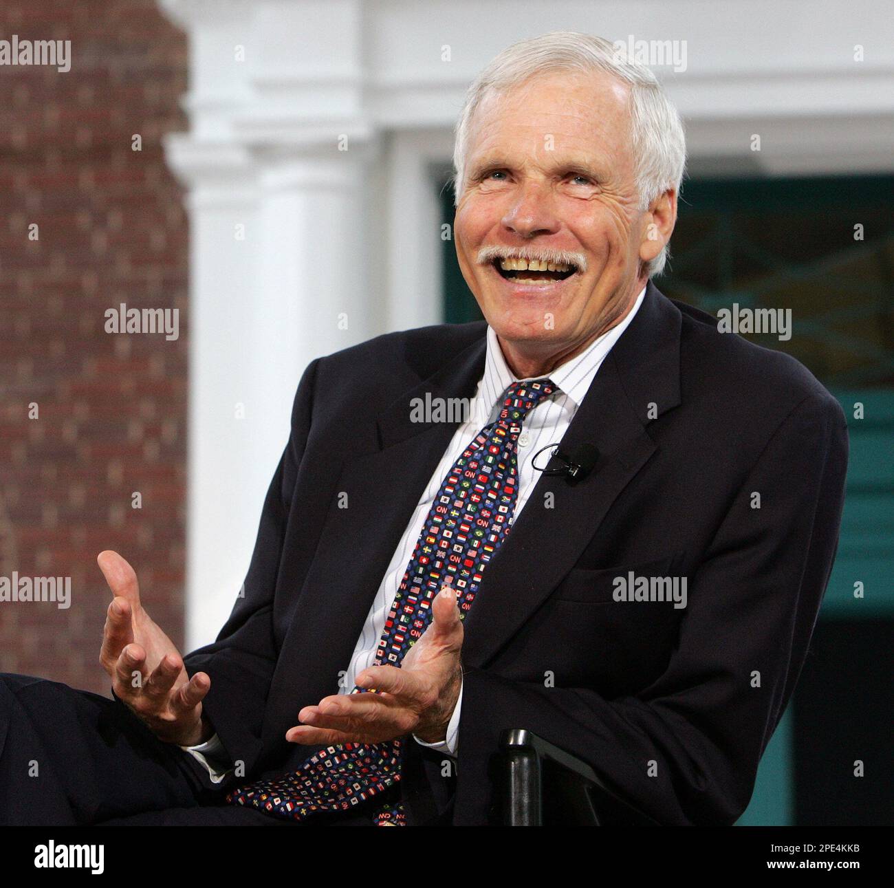 CNN founder Ted Turner reacts as he speaks about Gerald Levin, the ...