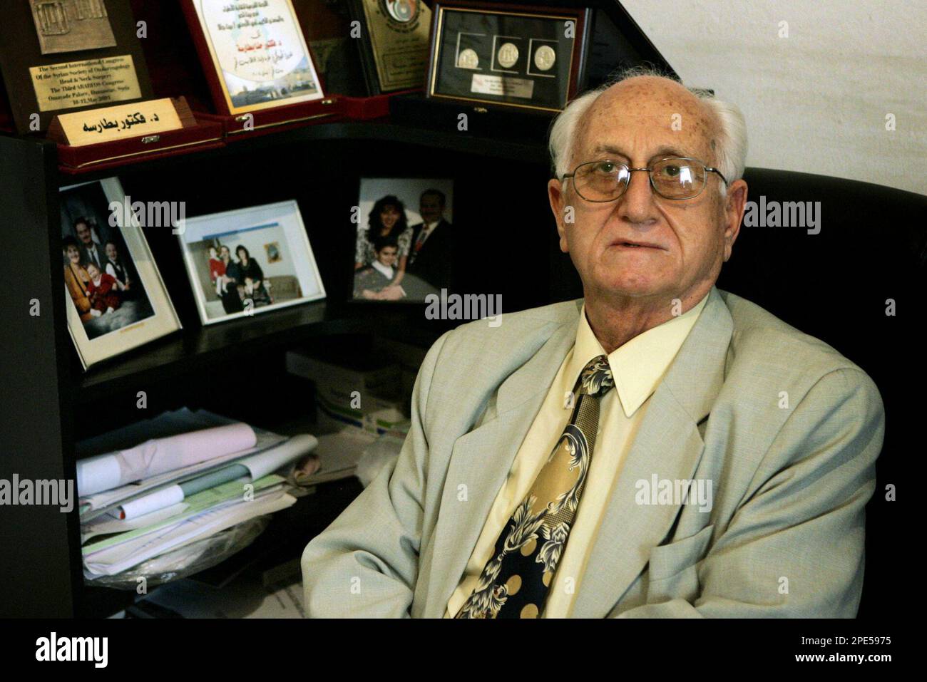 Newly elected Bethlehem Mayor Victor Batarseh poses to have his picture ...