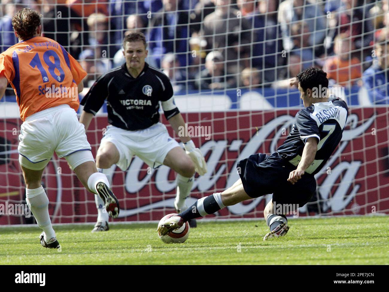 Berlin's soccer player Yildiray Bastuerk from Turkey, right, scores for ...