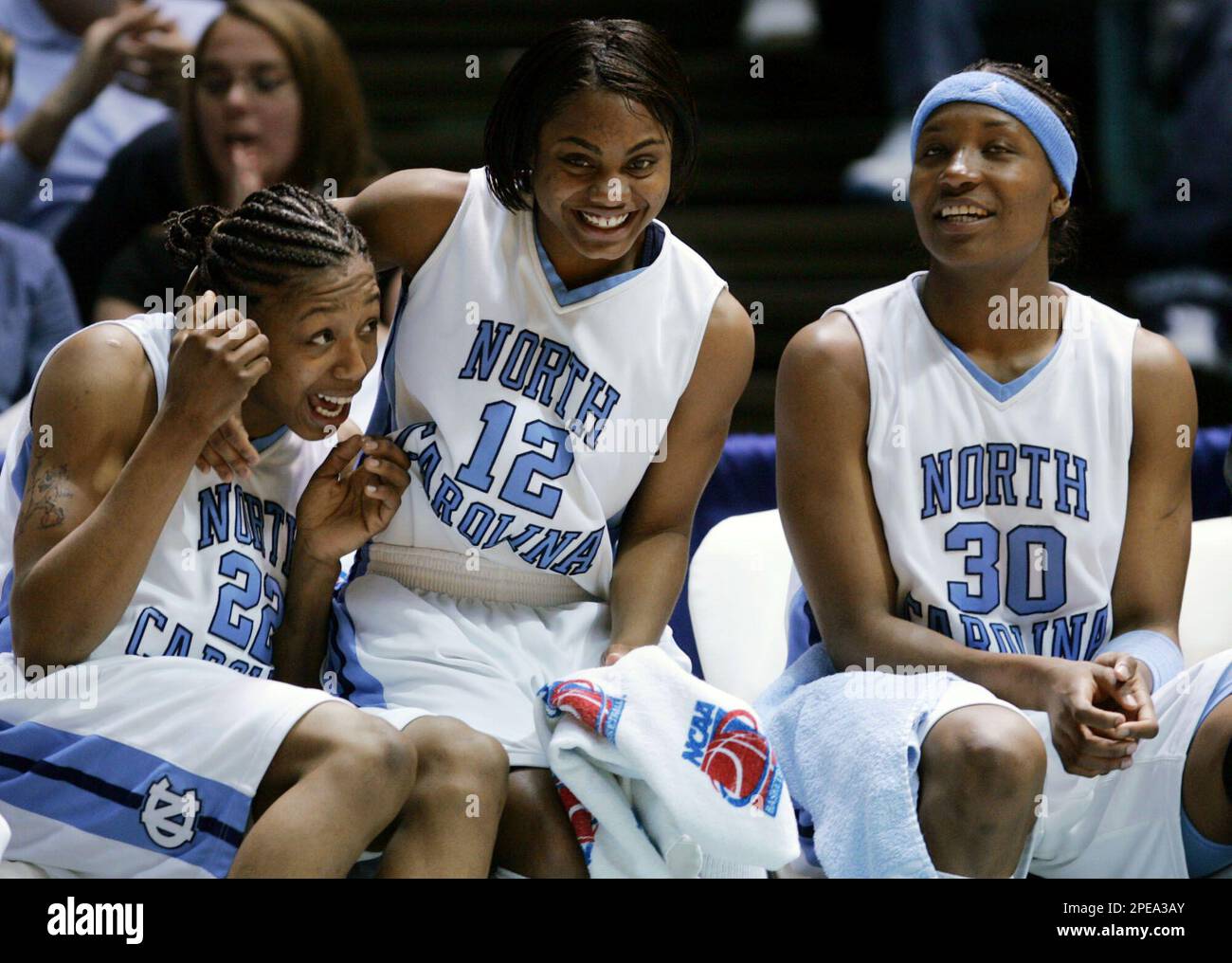 North Carolina's La'Tangela Atkinson (22), Ivory Latta (12) and Nikita ...