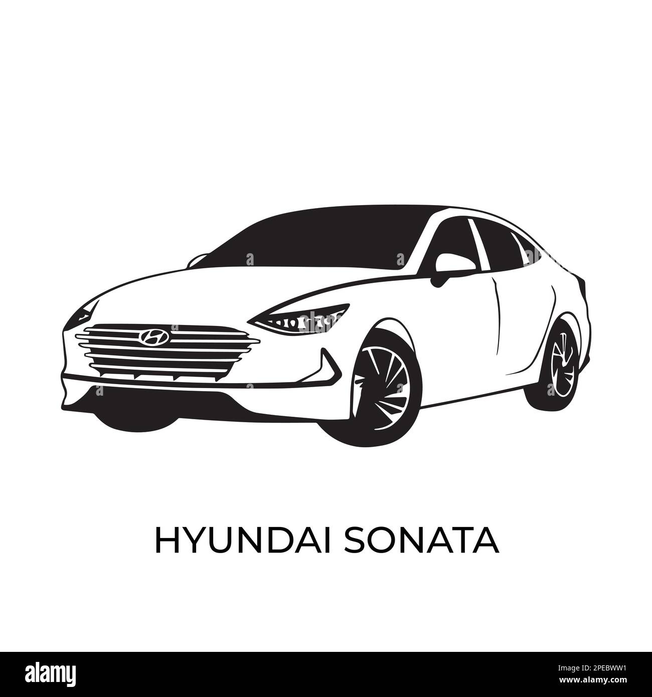 Silhouettes Vector, icônes des voitures Hyundai Image Vectorielle Stock ...