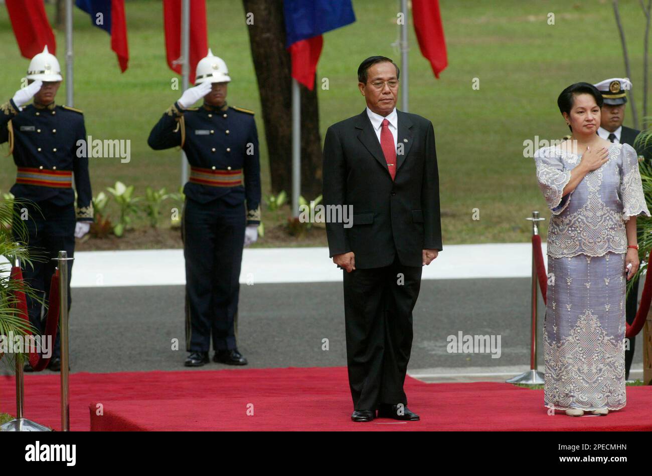 Visiting Prime Minister Lt. Gen. Soe Win of Myanmar, third from left ...
