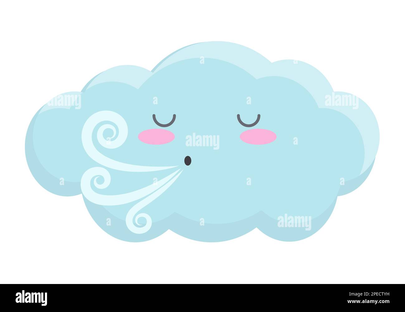 Mignonne soufflée de nuages. Beau temps avec illustration de dessin animé vecteur d'expression d ...