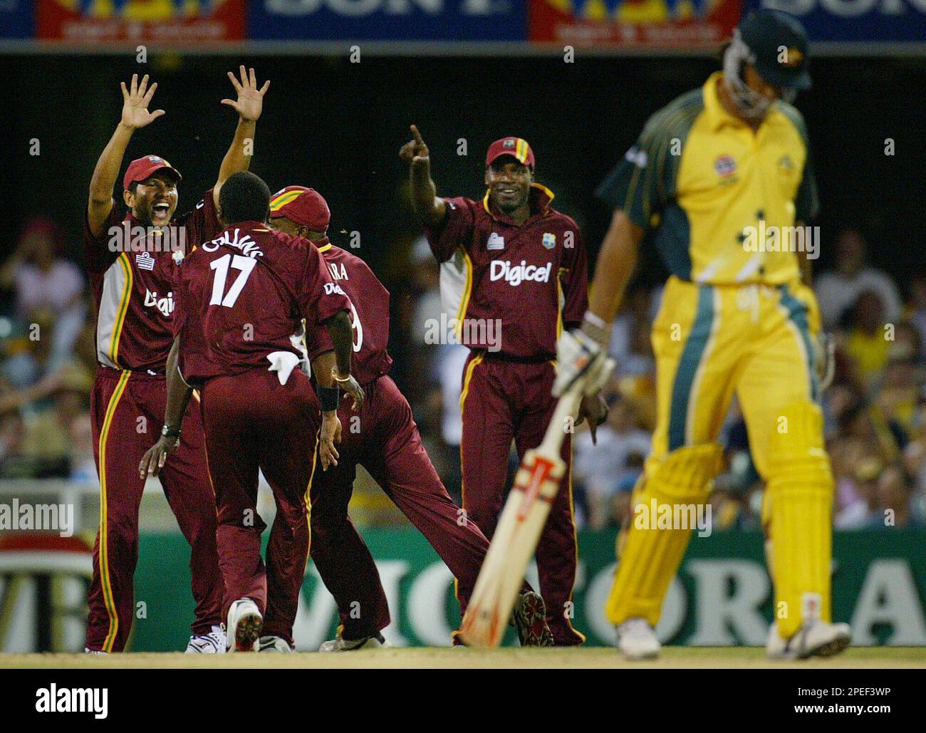 West Indies players from left to right, Ramnaresh Sarwan, Pedro Collins ...